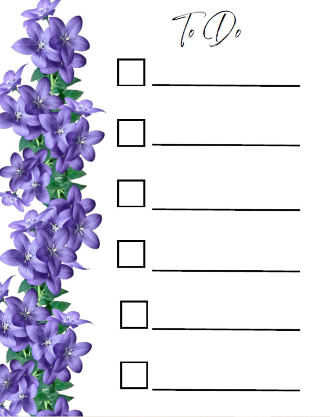 To Do List - Purple Flowers - Etsy