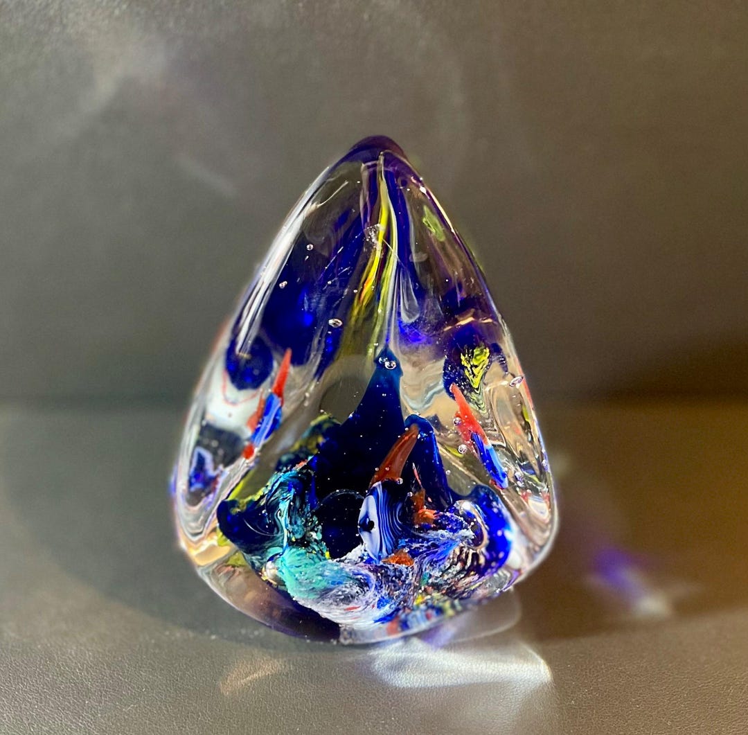 Murano Style Triangular Aquarium Paperweight - Etsy