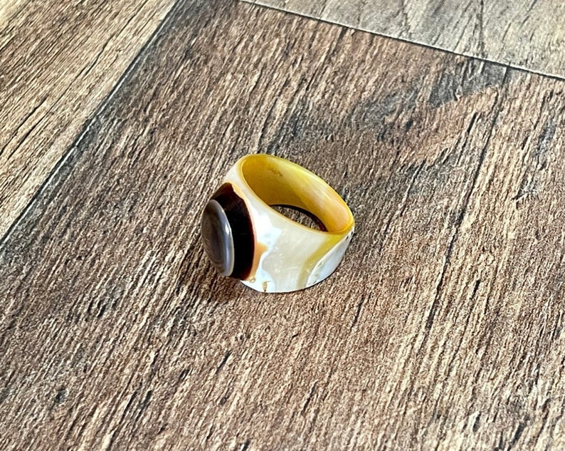 Antique Iridescent Celluloid Prison Ring - Etsy