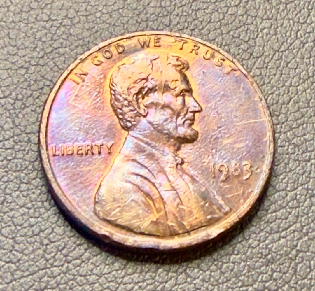 1983 DDO DDR Penny Rainbow Toning Error Penny - Etsy