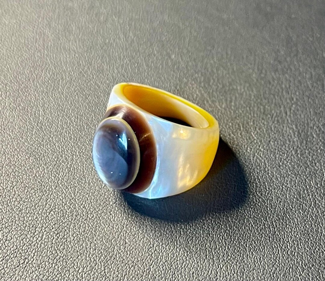 Antique Iridescent Celluloid Prison Ring - Etsy