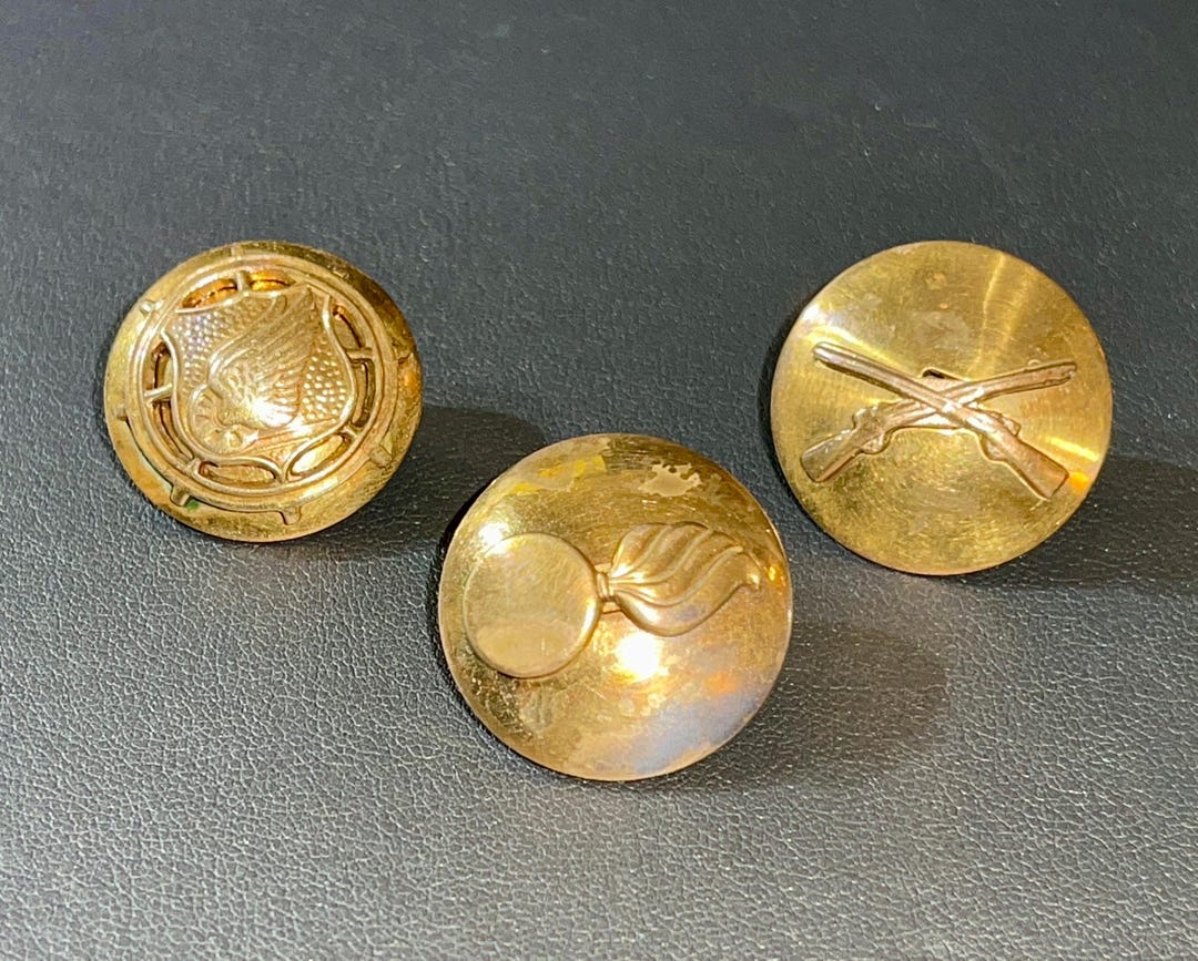 WW2 United States Domed Army Collar Disks • Infantry Transportation ...