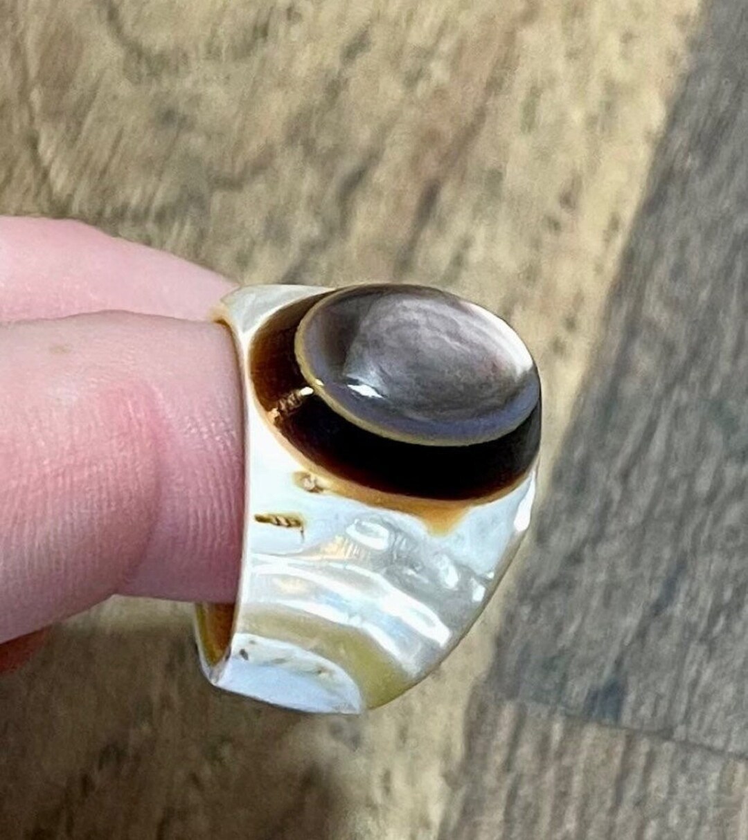 Antique Iridescent Celluloid Prison Ring - Etsy