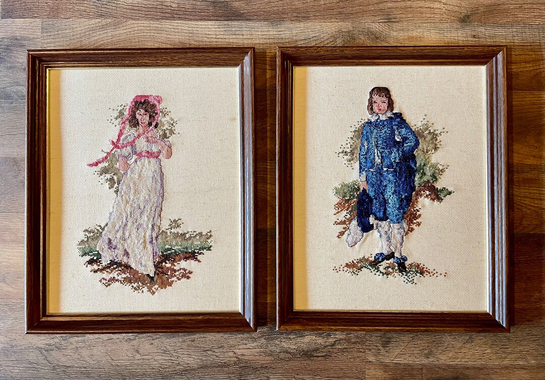 Blue Boy & Pinkie Framed Needlepoint - Etsy