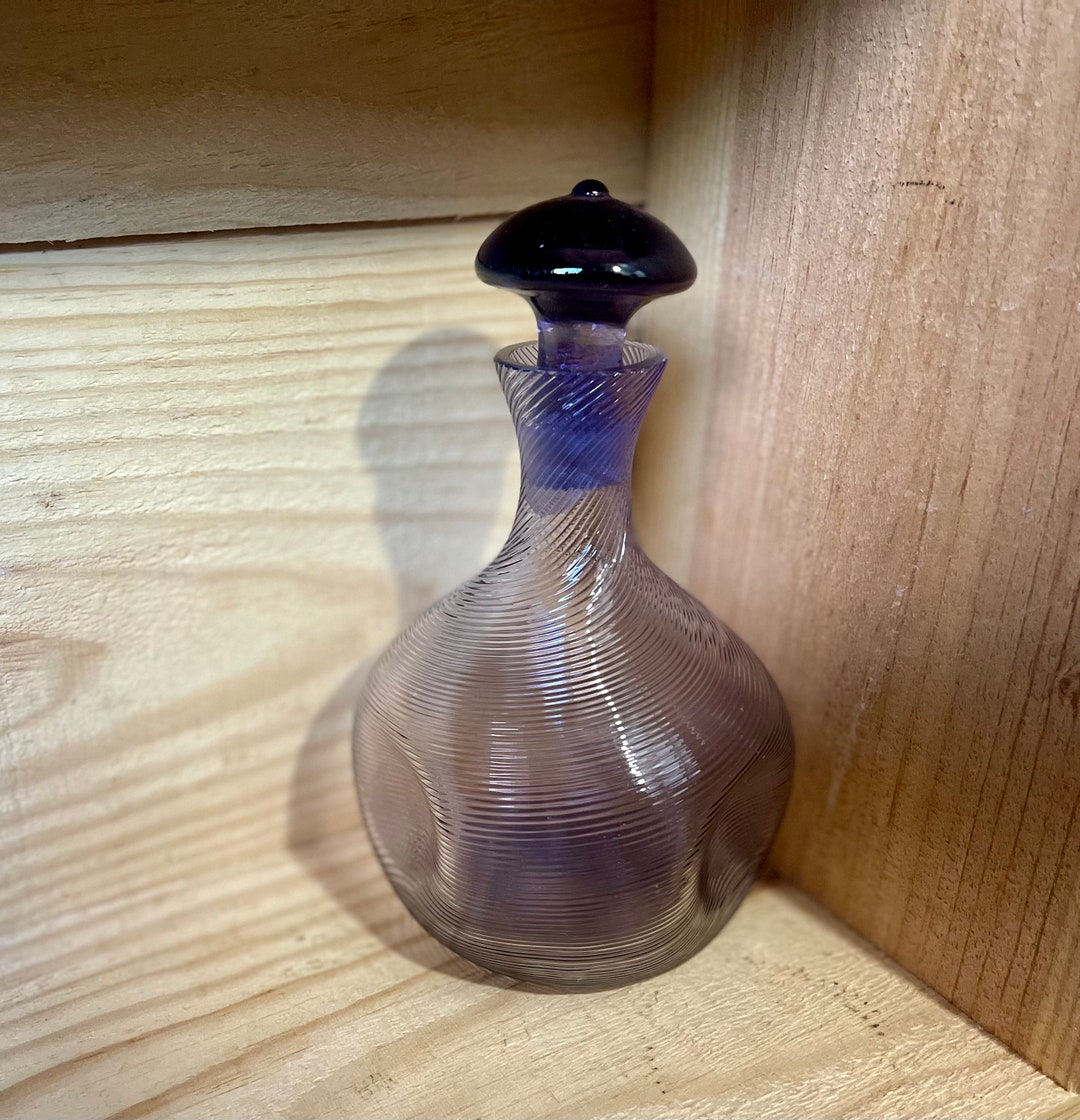 Mid Century Amethyst Hand Blown Pinched Glass Decanter - Etsy