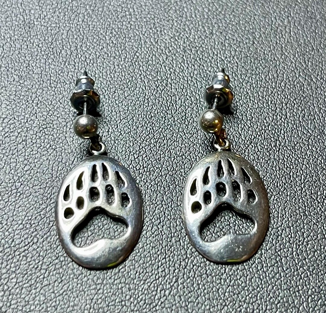 Signed Navajo Wilbert Gray Bear Claw Earrings - Etsy