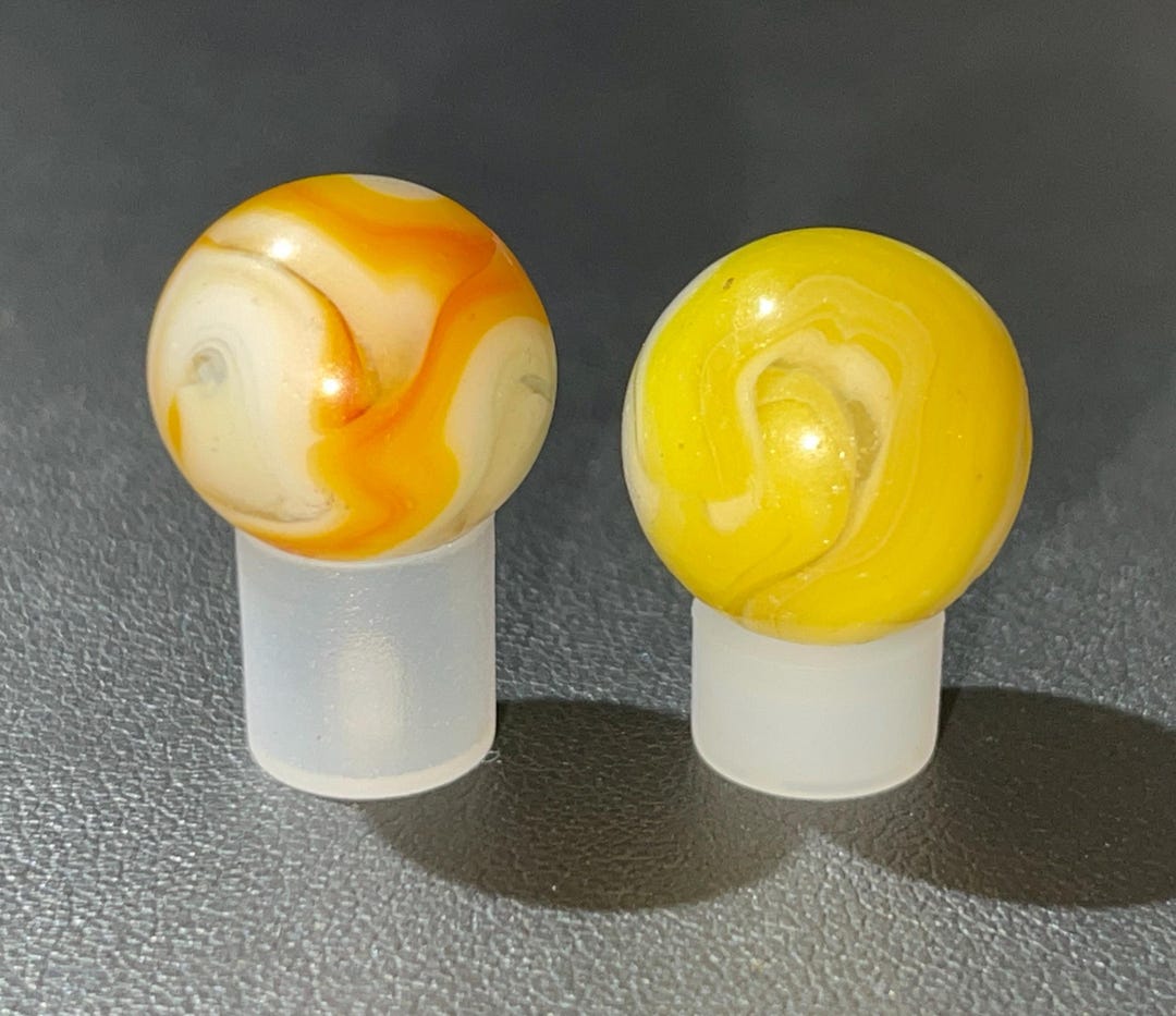Vintage Akro Orange Lemon Ade Marbles X2 • UV+ Collectors Game Marbles ...