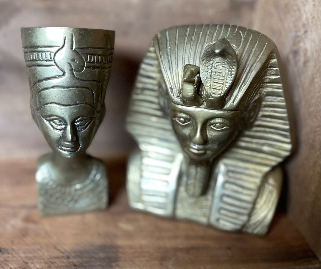 Solid Brass Nefertiti & King Tut Bust - Etsy