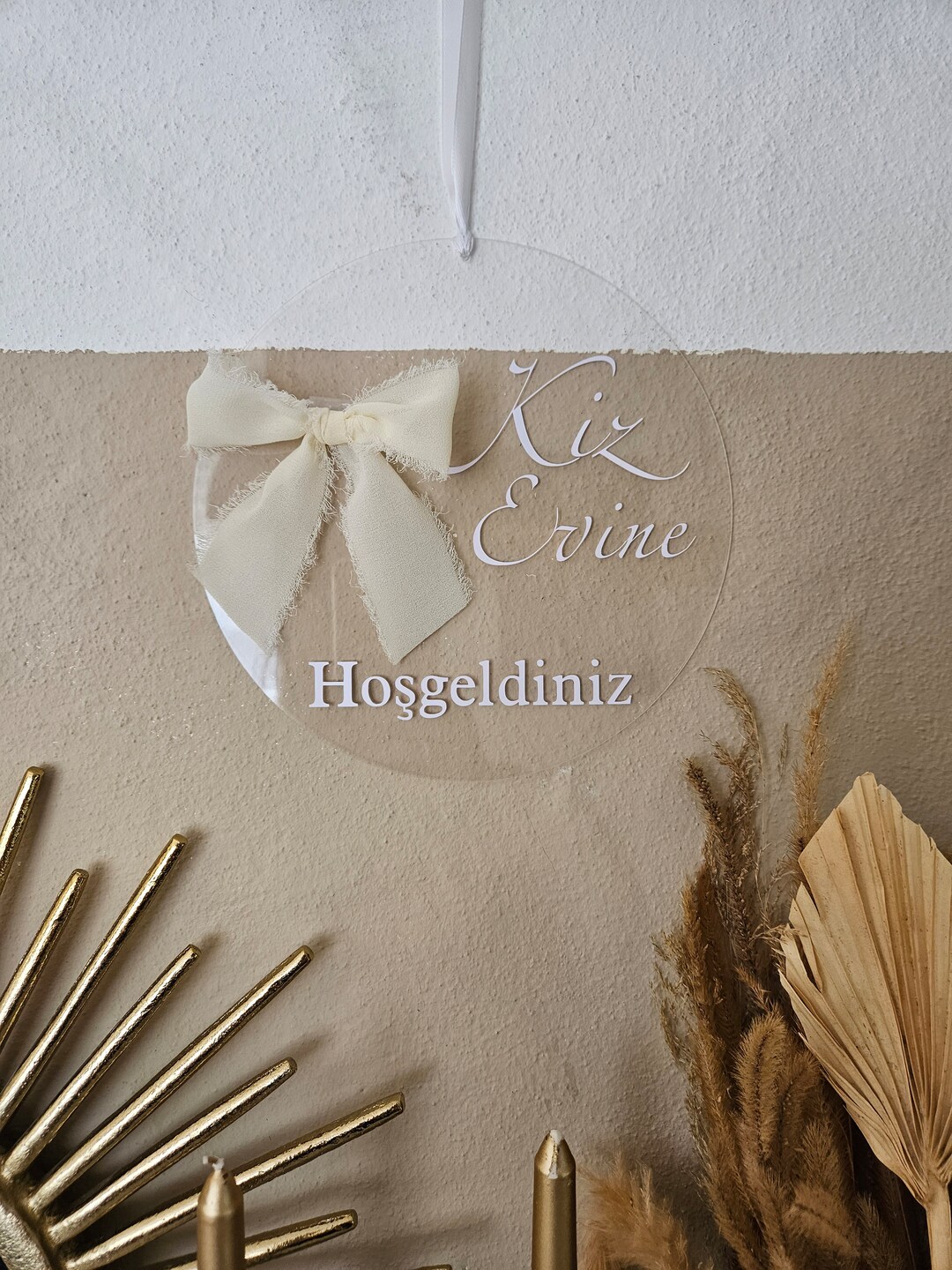 Kiz Evine Hosgeldiniz Door Sign Welcome Disc Wedding Isteme Bridal ...