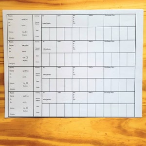 Med Surg/telemetry 4 Patient Nurse Report Sheet - Etsy