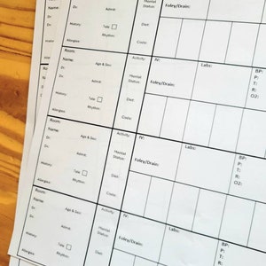 Med Surg/telemetry 4 Patient Nurse Report Sheet - Etsy