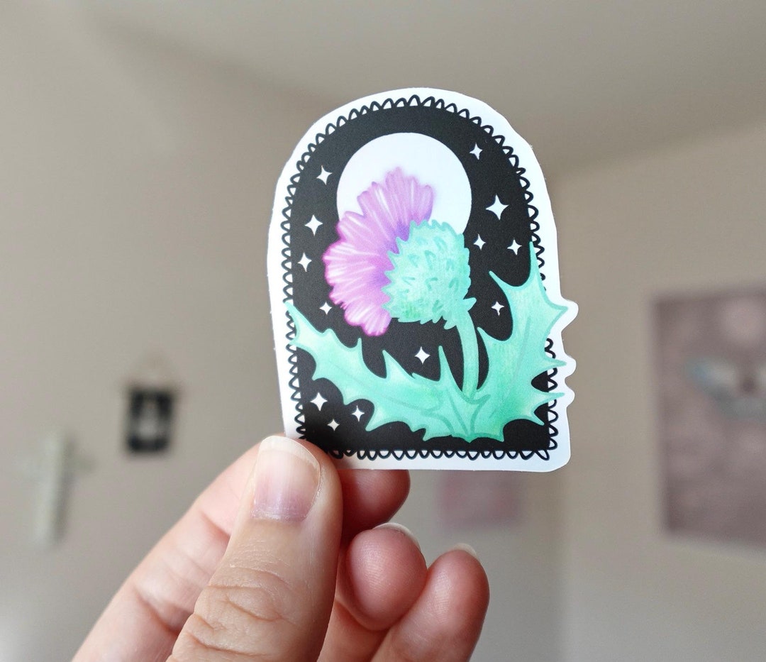 THISTLE MOON Vinyl Sticker Cute Native Plants, Weed, Whimsical Flower ...