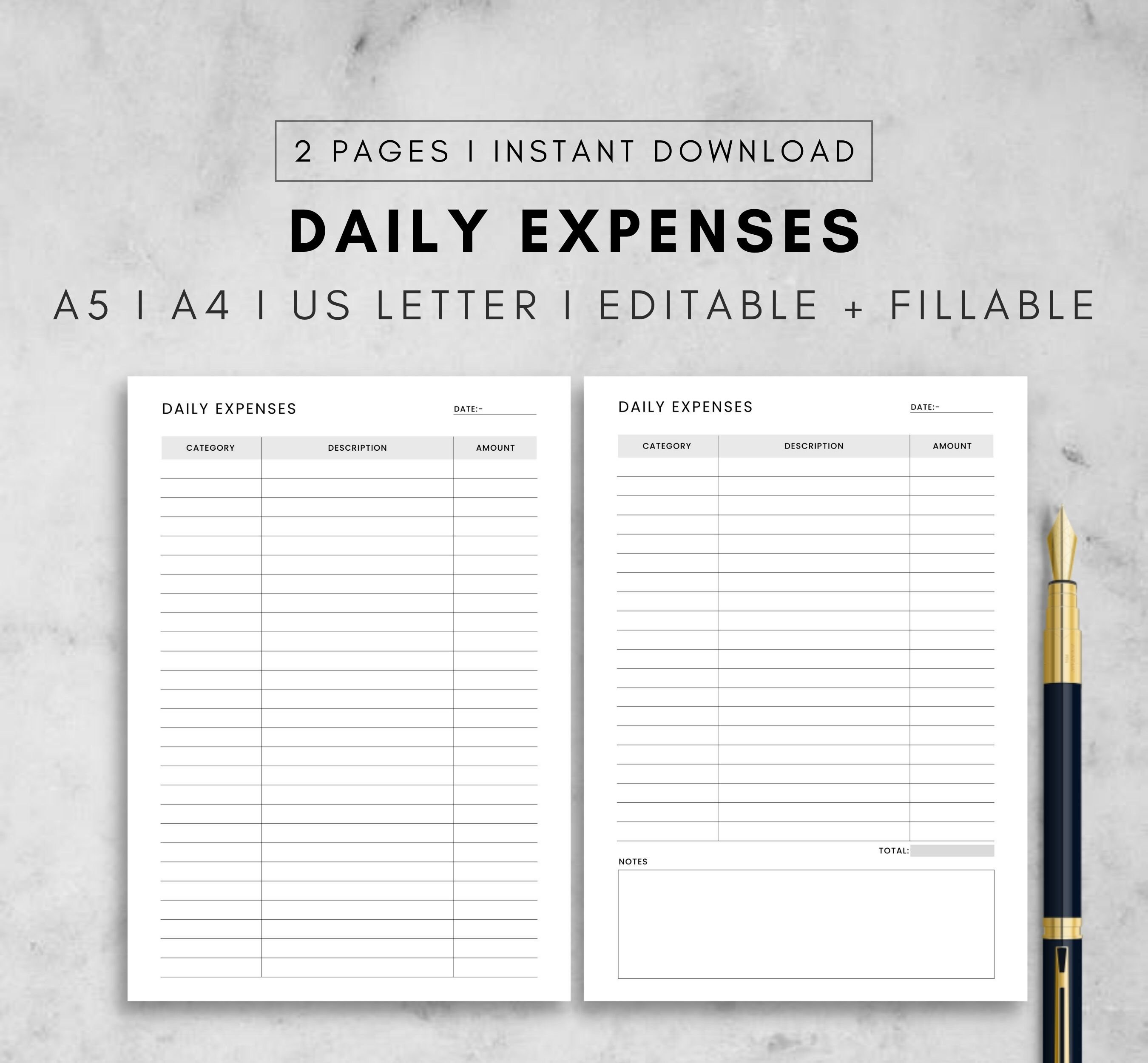 Daily Expenses Tracker Printable Spending Tracker Budget - Etsy
