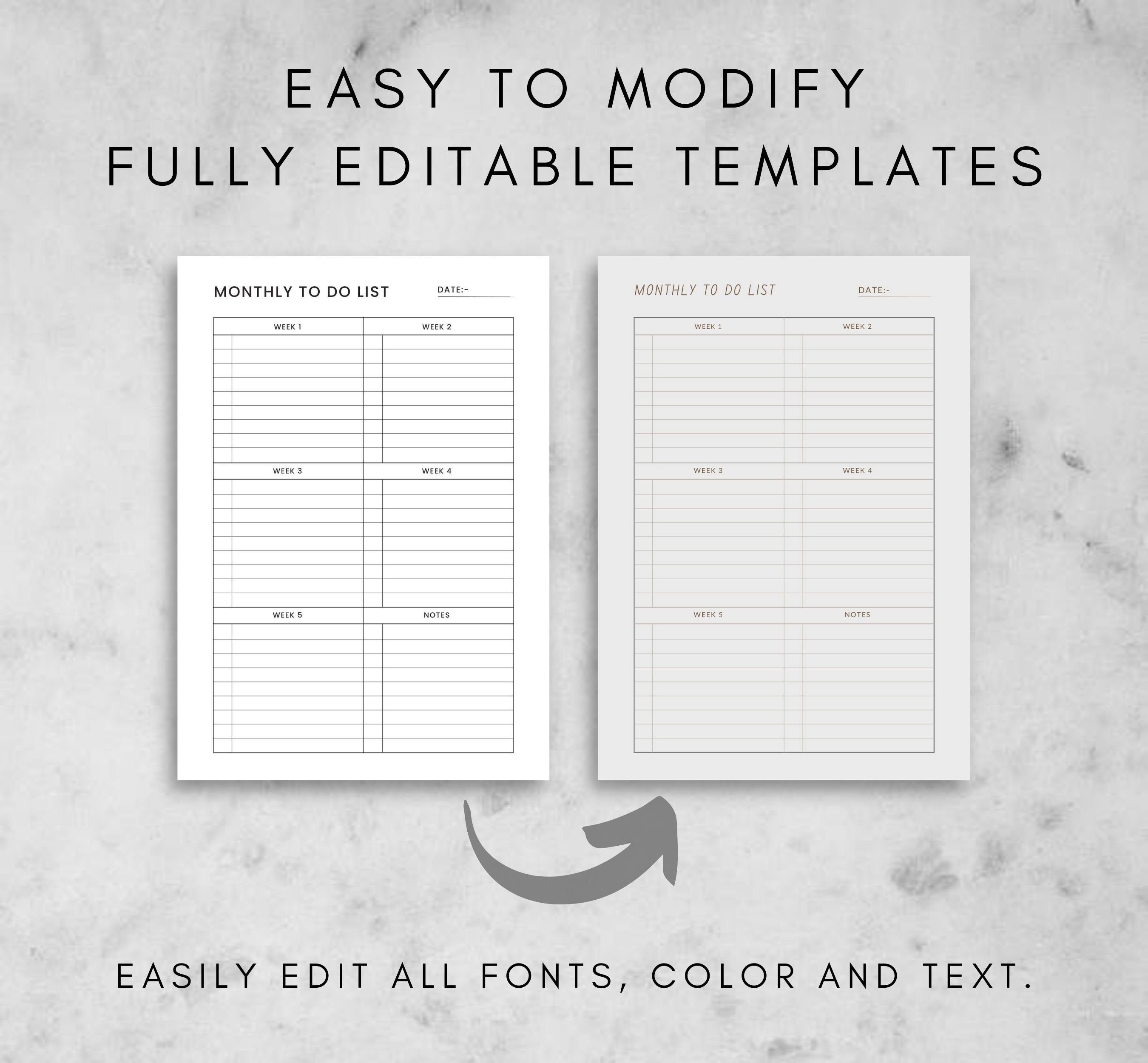 Monthly To Do List Printable Monthly Task List Template Etsy