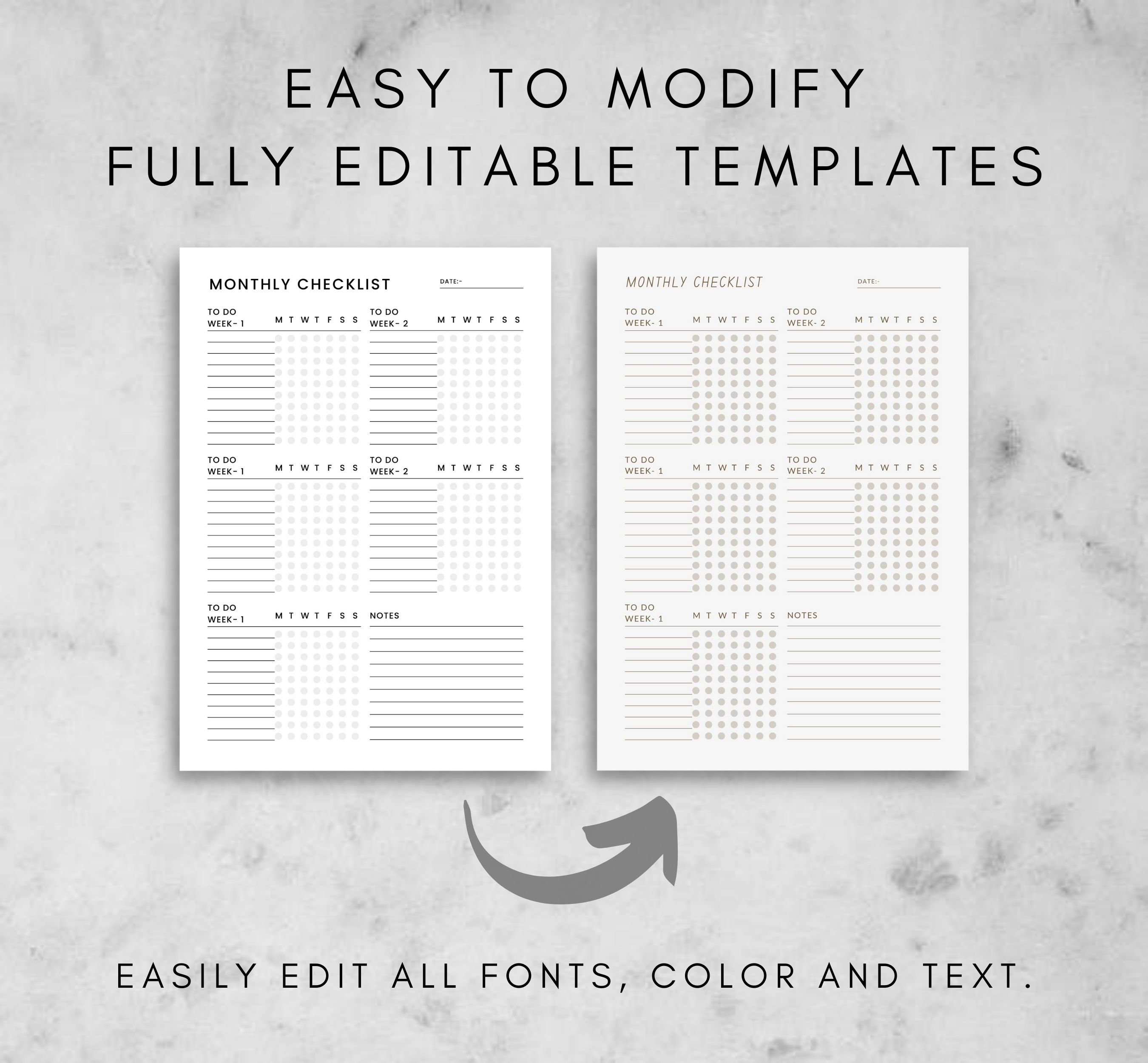 Monthly Checklist Printable & Fillable Monthly to Do List - Etsy