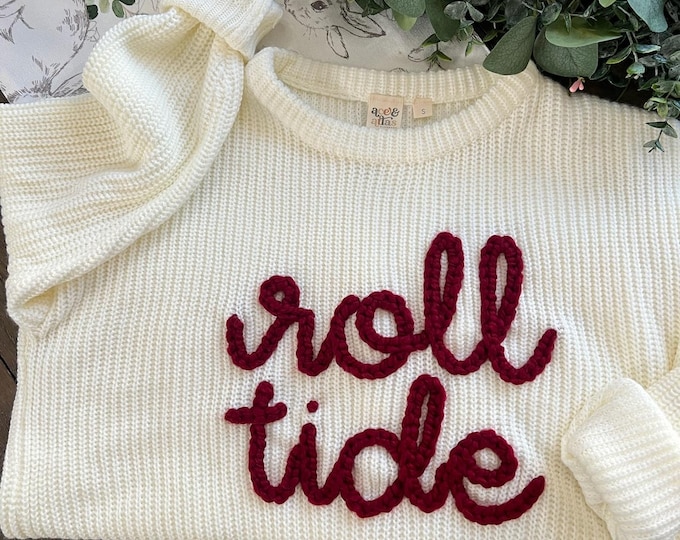 Adult Hand Embroidered Knit Sweater, Custom Sweater, Personalized Women ...