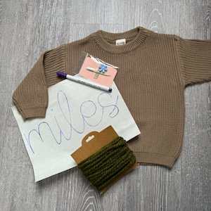 DIY Kids Hand Embroidered Name Sweater Kit, Learn to Embroider, DIY ...
