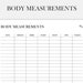 Printable Body Measurement Template: Track Progress, Journal (LETTER ...