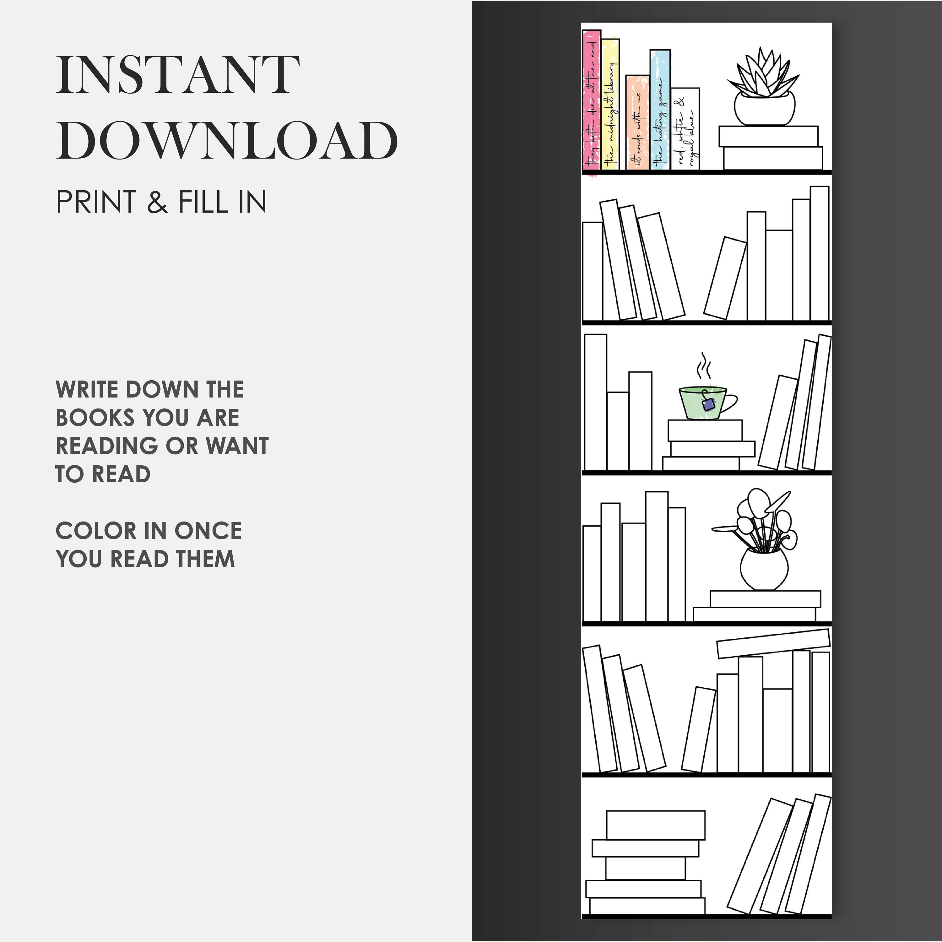 Printable Bookmark, Book Closet, Reading Challenge, Bookmarker Template ...