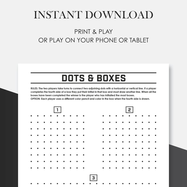 Printable Dots and Boxes Game: Quick Board Game (US LETTER, A4) - Etsy