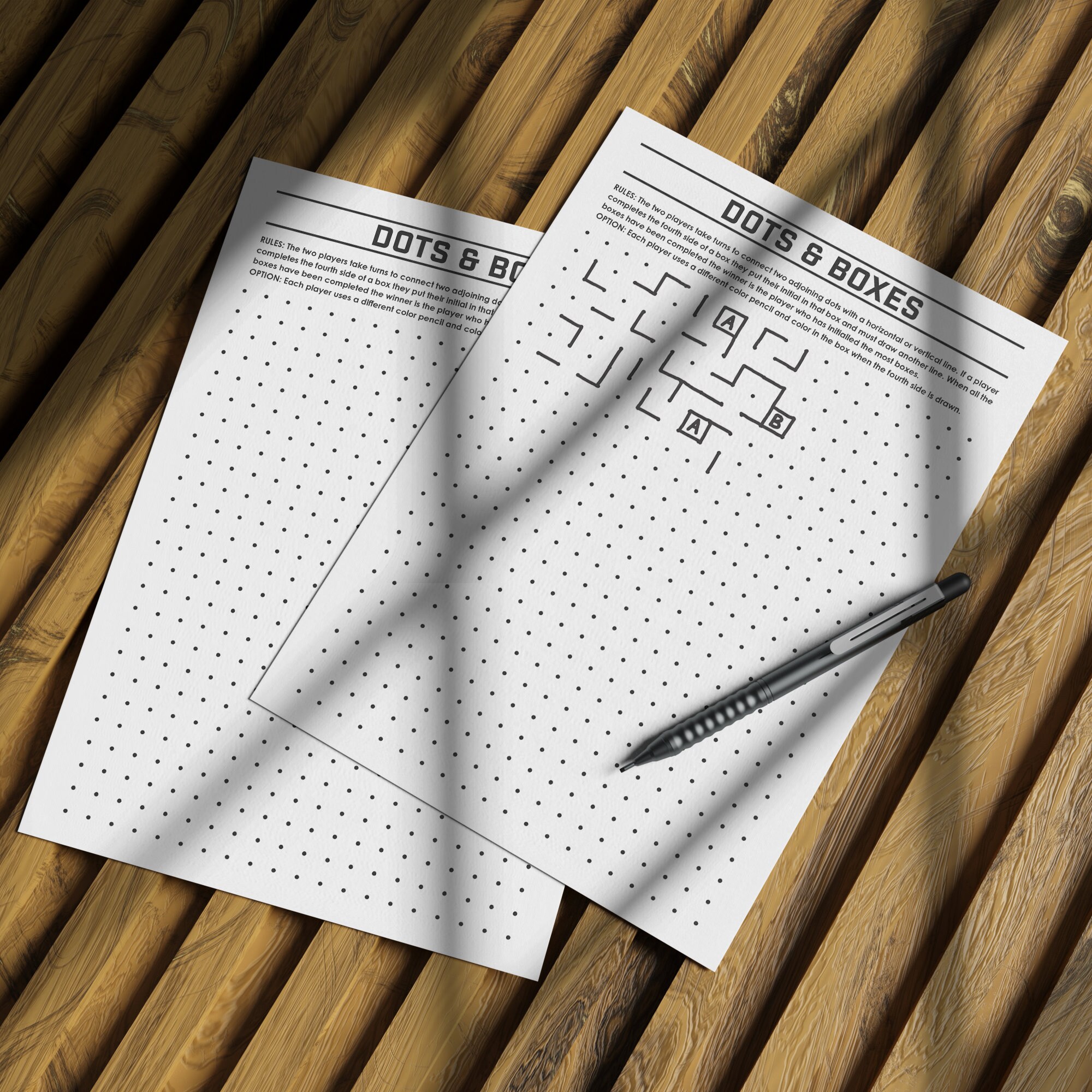 Printable Dots and Boxes Game: Quick Board Game (US LETTER, A4) - Etsy