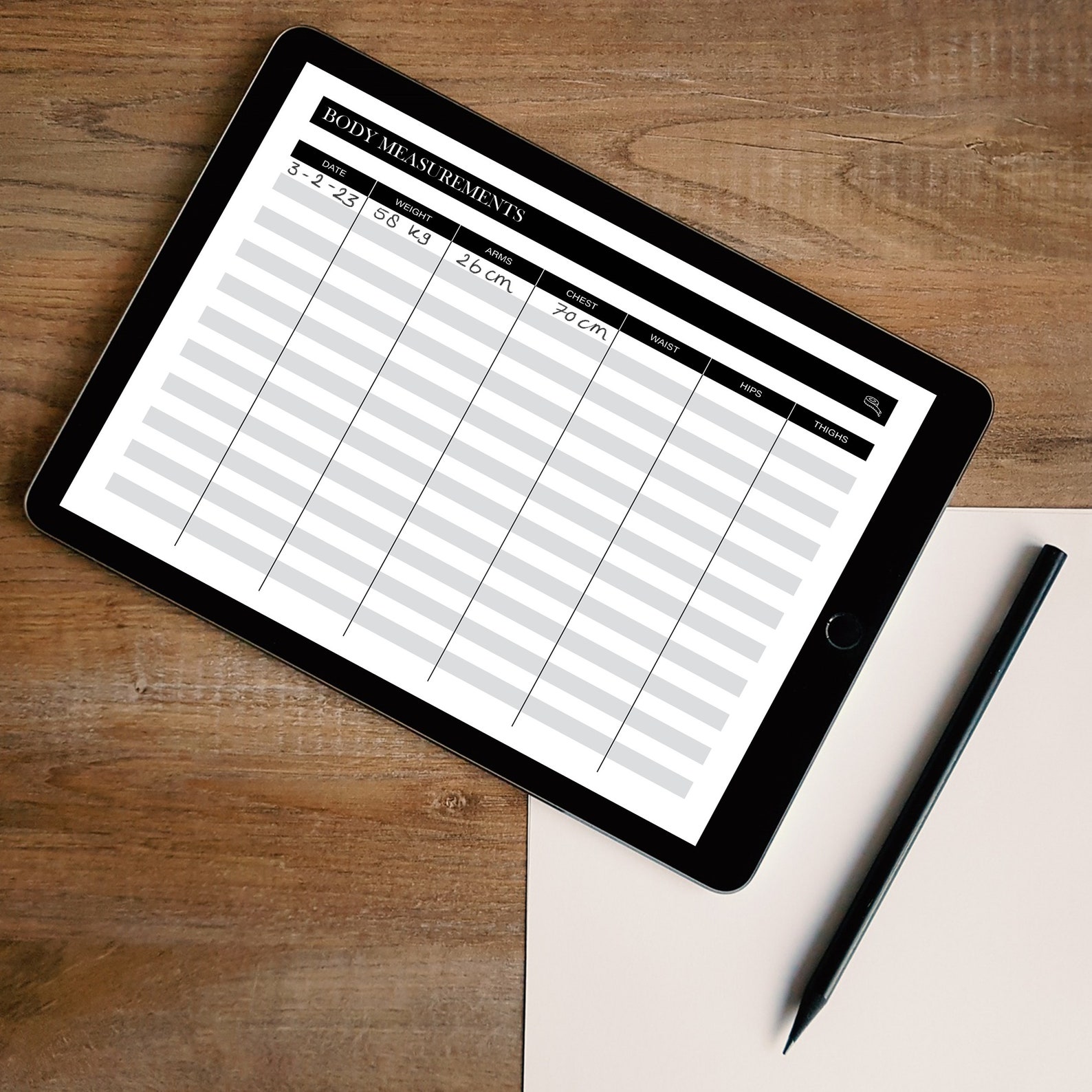 Printable Body Measurement Template: Track Progress, Journal (LETTER ...