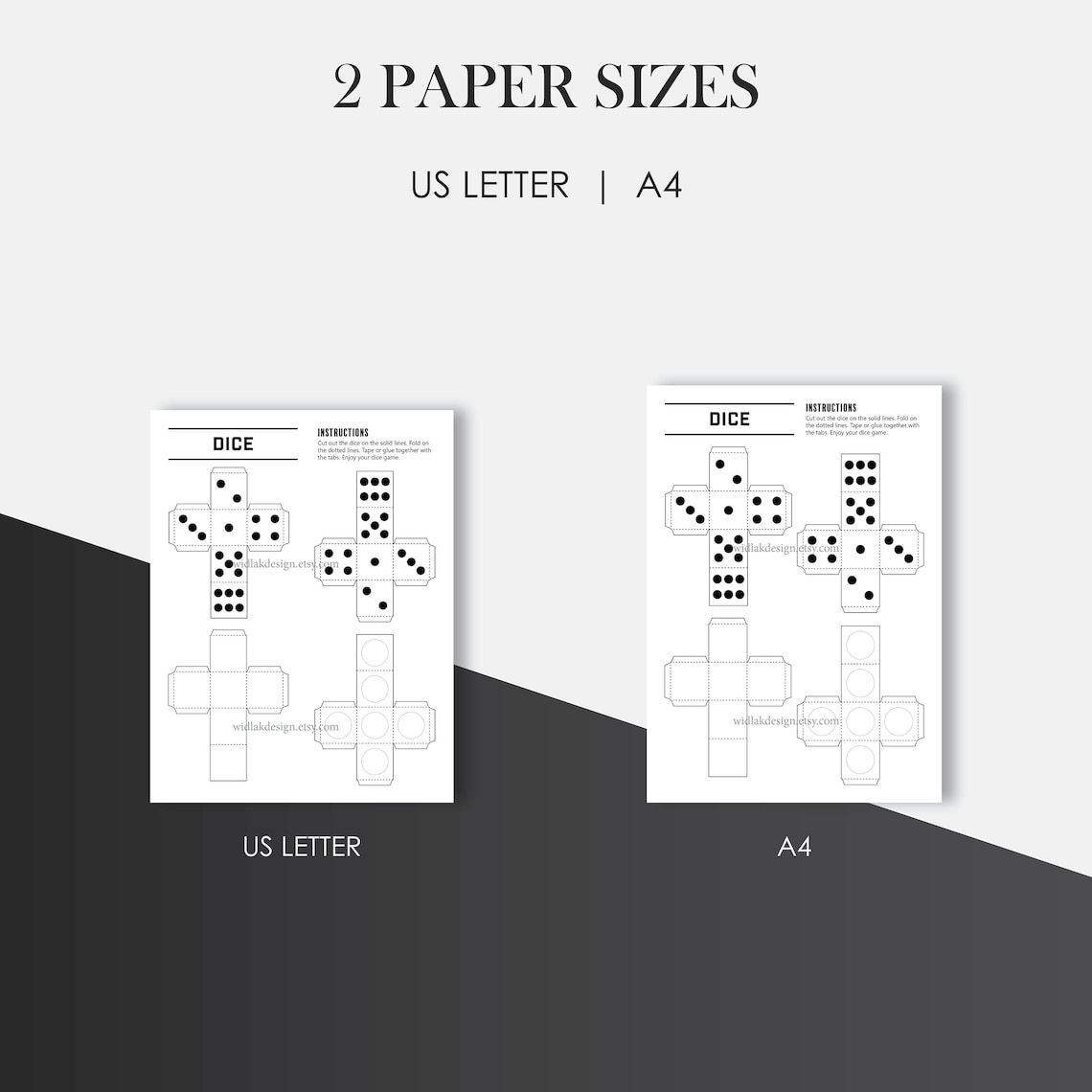 Printable Dice Diy Template Pdf Etsy