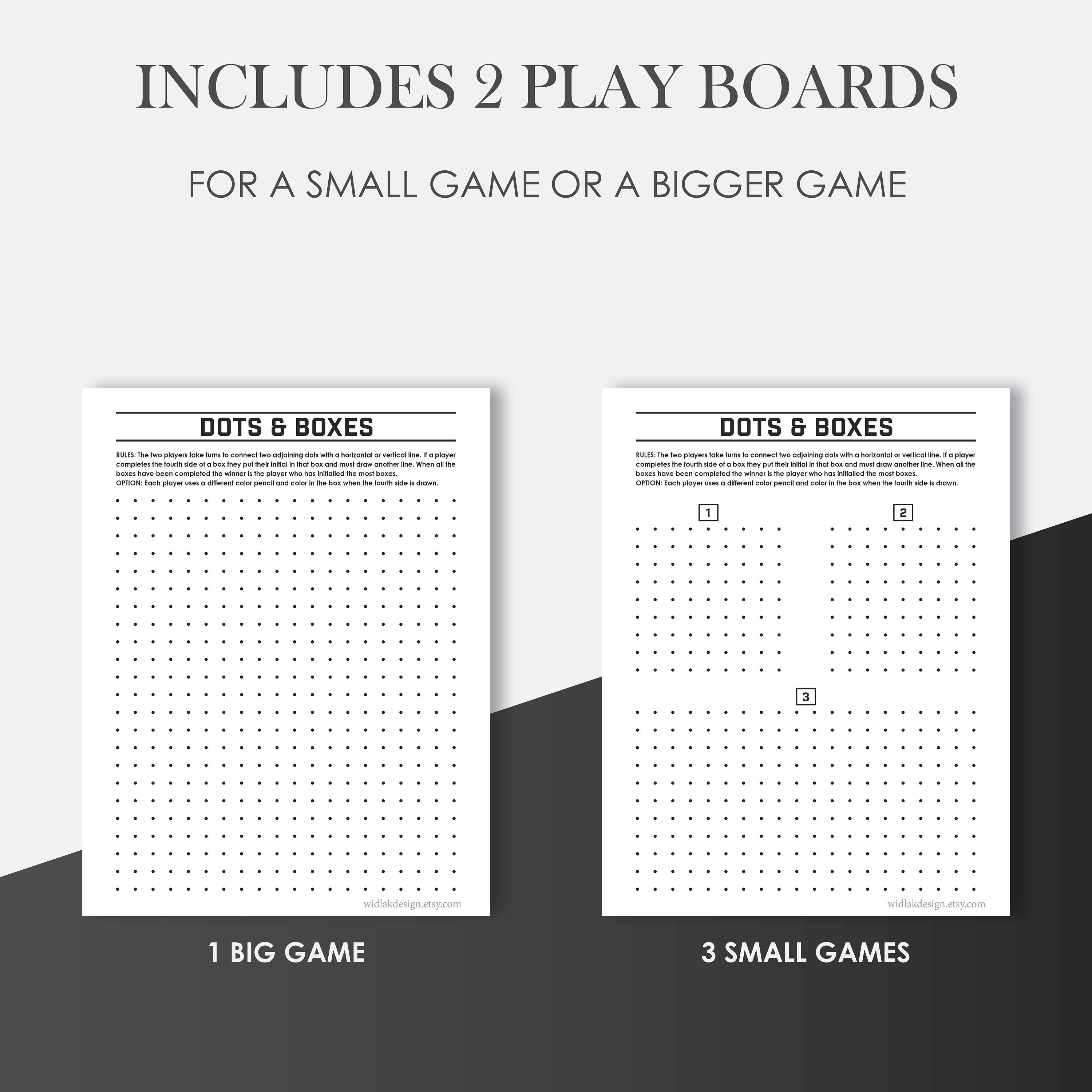 Printable Dots and Boxes Game: Quick Board Game (US LETTER, A4) - Etsy