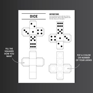 Printable Dice: DIY Template (PDF) - Etsy