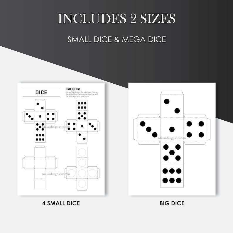 Printable Dice: DIY Template (PDF) - Etsy
