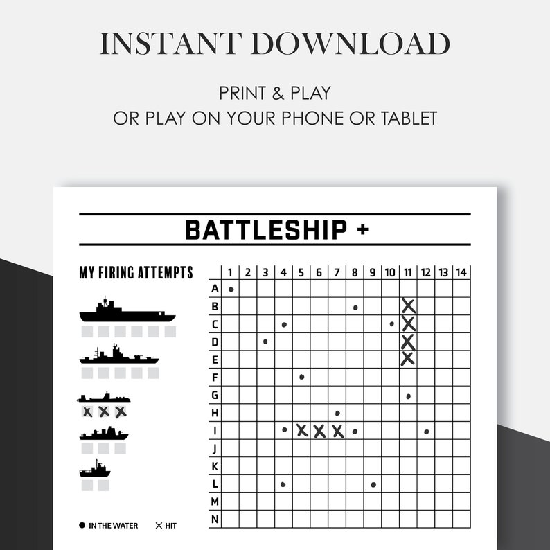 Printable Battleship Game: Classic Board Game (US Letter, A4) - Etsy