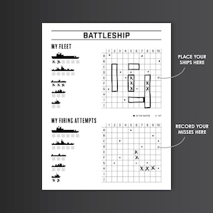 Printable Battleship Game: Classic Board Game (US Letter, A4) - Etsy