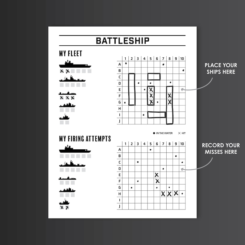 Printable Battleship Game: Classic Board Game (US Letter, A4) - Etsy