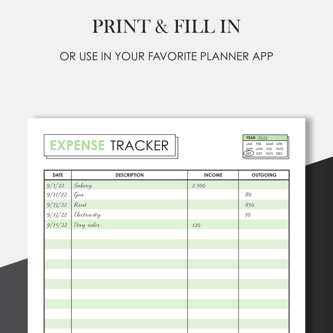 Printable Expense Tracker, Grocery Budget List, Keep Track of Your ...