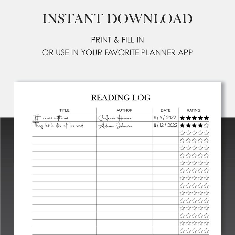 Printable Reading Log, Reading List, Reading Tracker, Books I Have Read ...