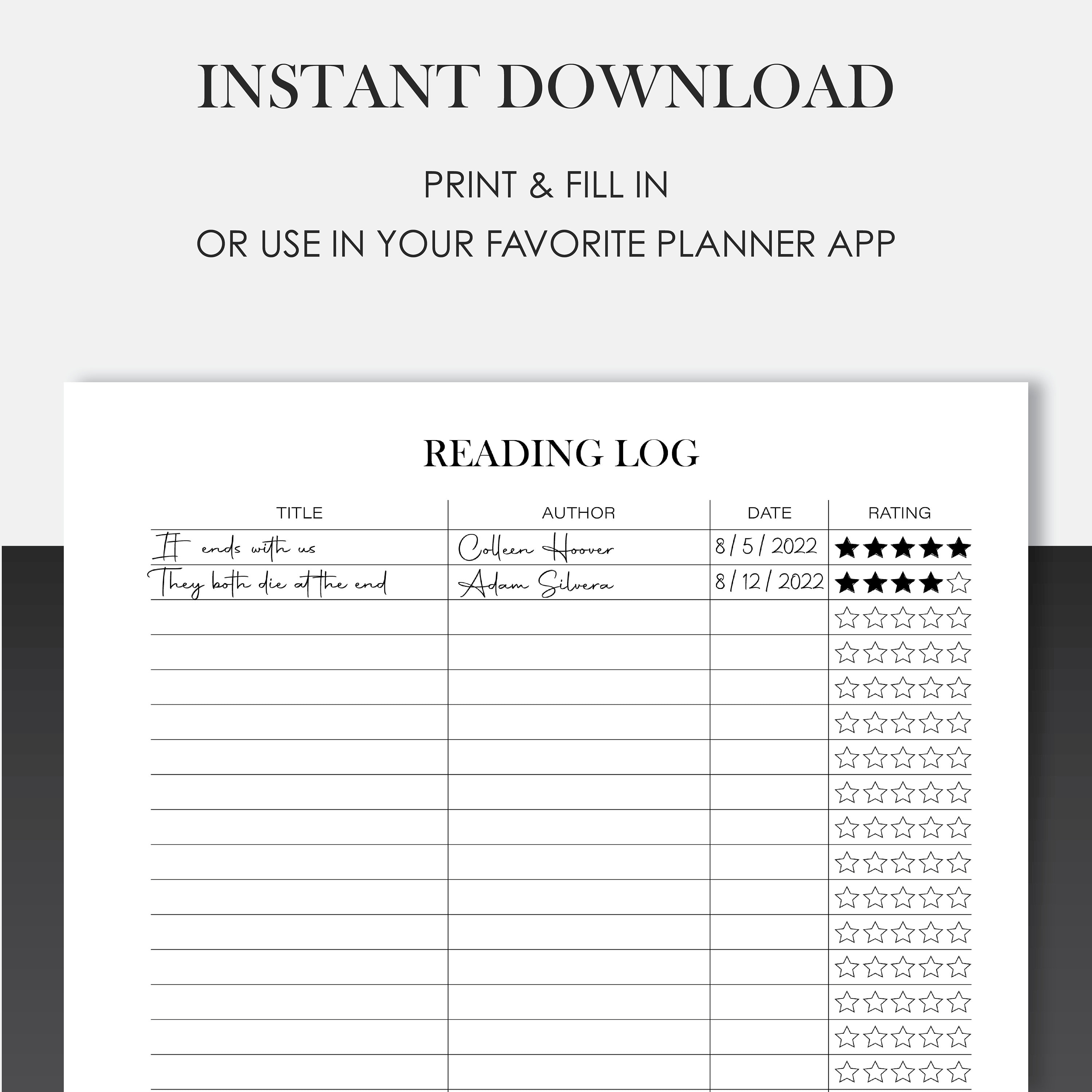 Printable Reading Log, Reading List, Reading Tracker, Books I Have Read ...