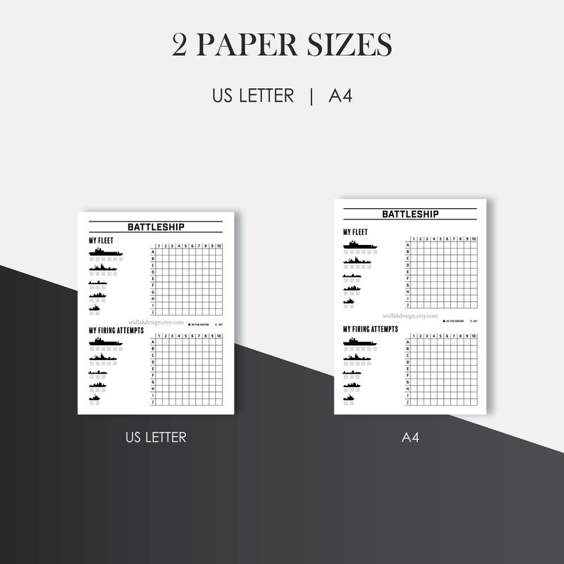 Printable Battleship Game: Classic Board Game (US Letter, A4) - Etsy