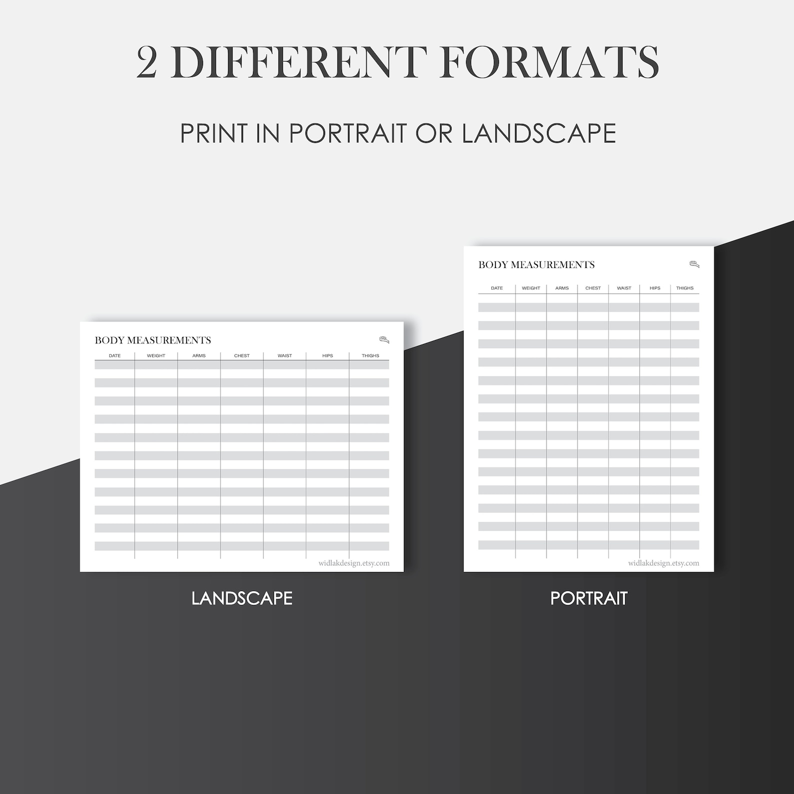 Printable Body Measurement Template: Track Progress, Journal (LETTER ...