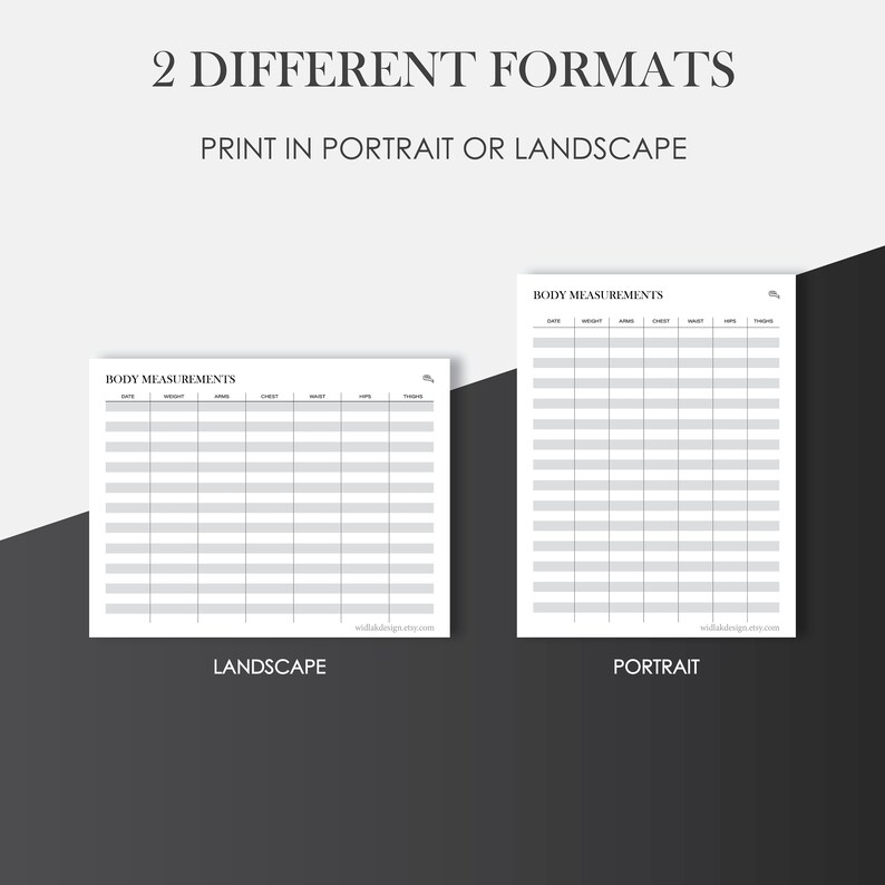 Printable Body Measurement Template: Track Progress, Journal (LETTER ...