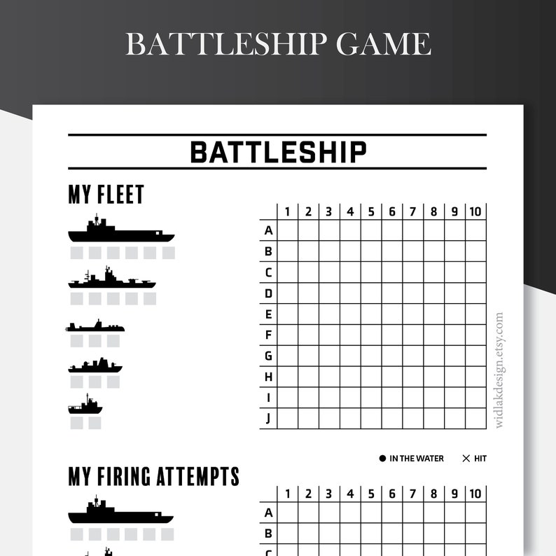 Printable Battleship Game: Classic Board Game (US Letter, A4) - Etsy