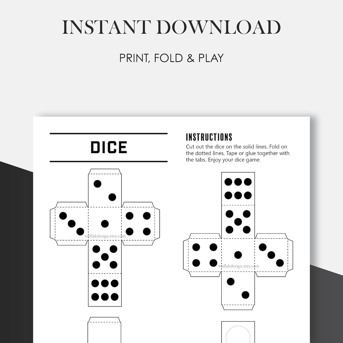 Printable Dice: DIY Template (PDF) - Etsy