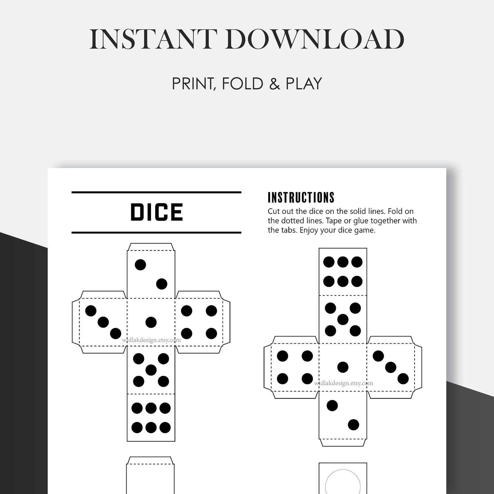 Printable Dice, DIY Template. US LETTER | A4 - Etsy