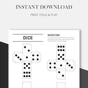 Printable Dice: DIY Template (PDF) - Etsy