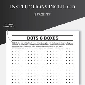 Printable Dots and Boxes Game: Quick Board Game (US LETTER, A4) - Etsy
