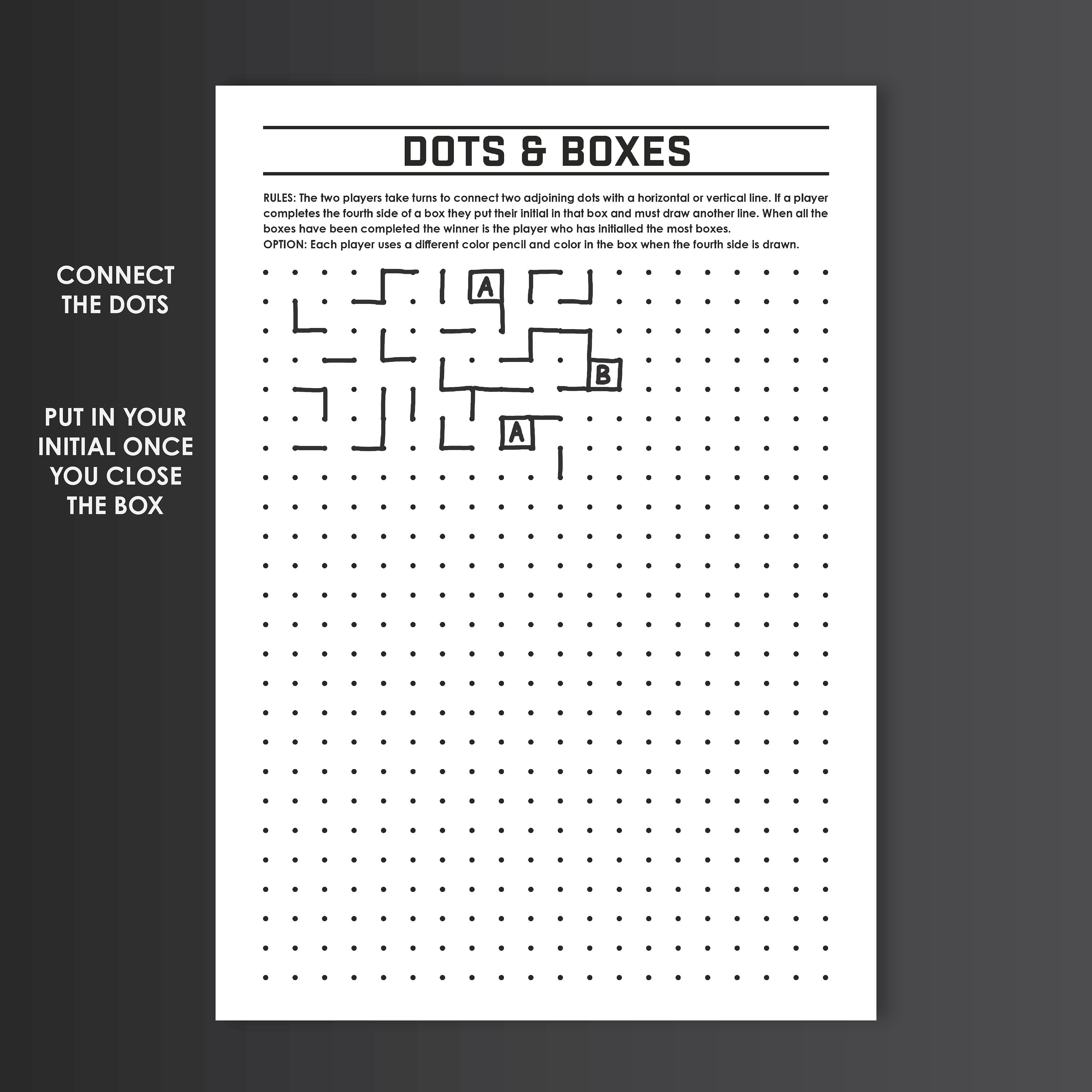 Printable Dots and Boxes Game, Small Board Game, 2 Quick Games. US LETTER | A4 - Etsy