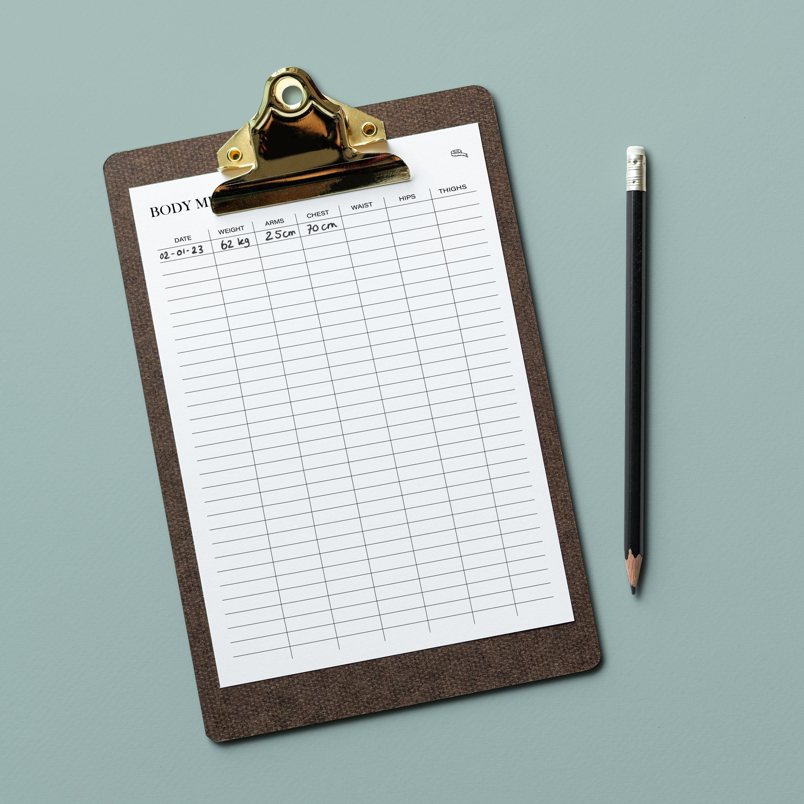 Printable Body Measurement Template: Track Progress, Journal (LETTER ...