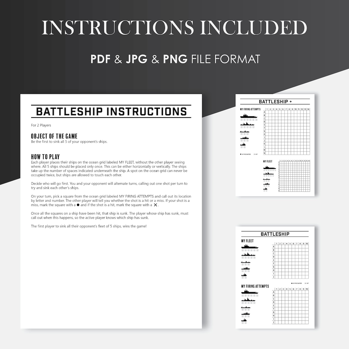 Printable Battleship Game: Classic Board Game (US Letter, A4) - Etsy