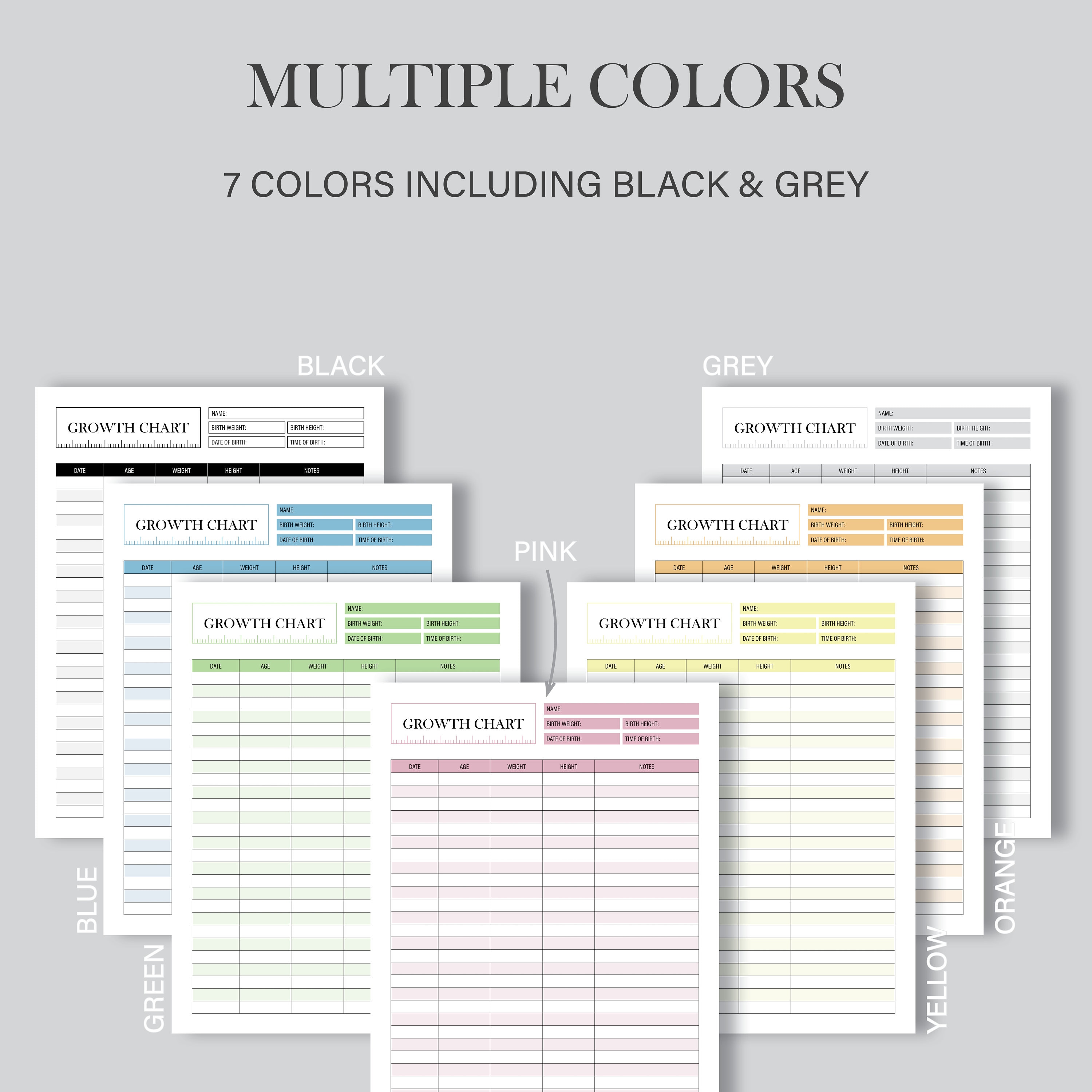 Printable Growth Chart, Growth Template, Baby Growth Tracker, Growth ...