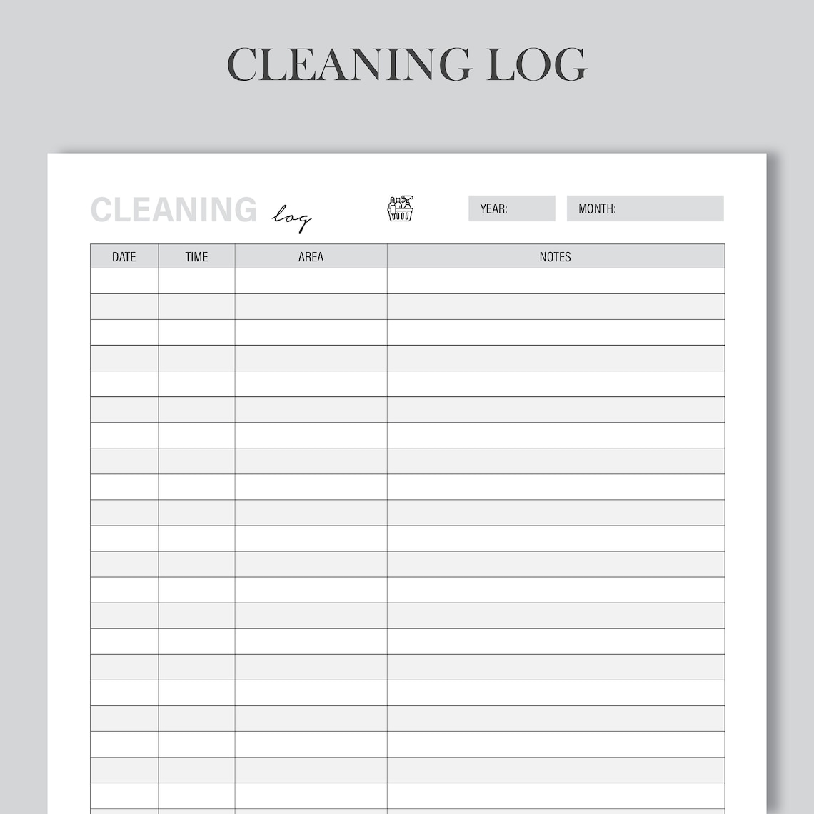 Printable Cleaning Log, Cleaning Tracker, Cleaned, House Keeping ...