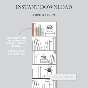 Printable Bookmark Book Closet Reading Challenge Bookmarker - Etsy